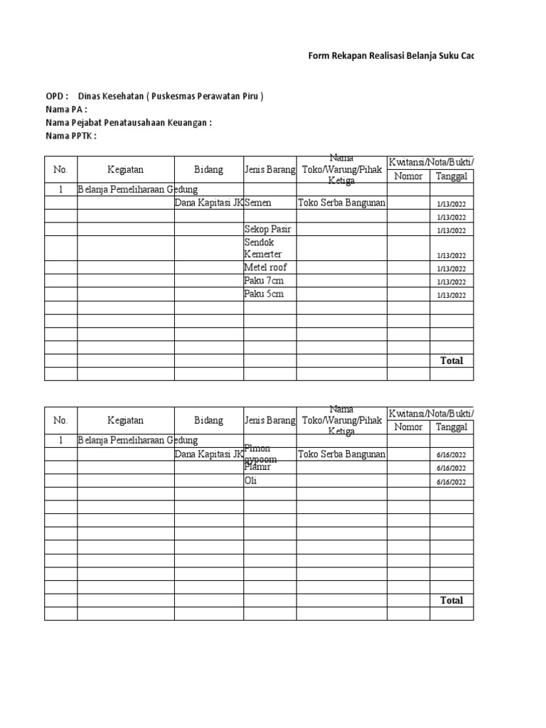 From Rekapan Belanja Pemeliharaan Gedung | PDF
