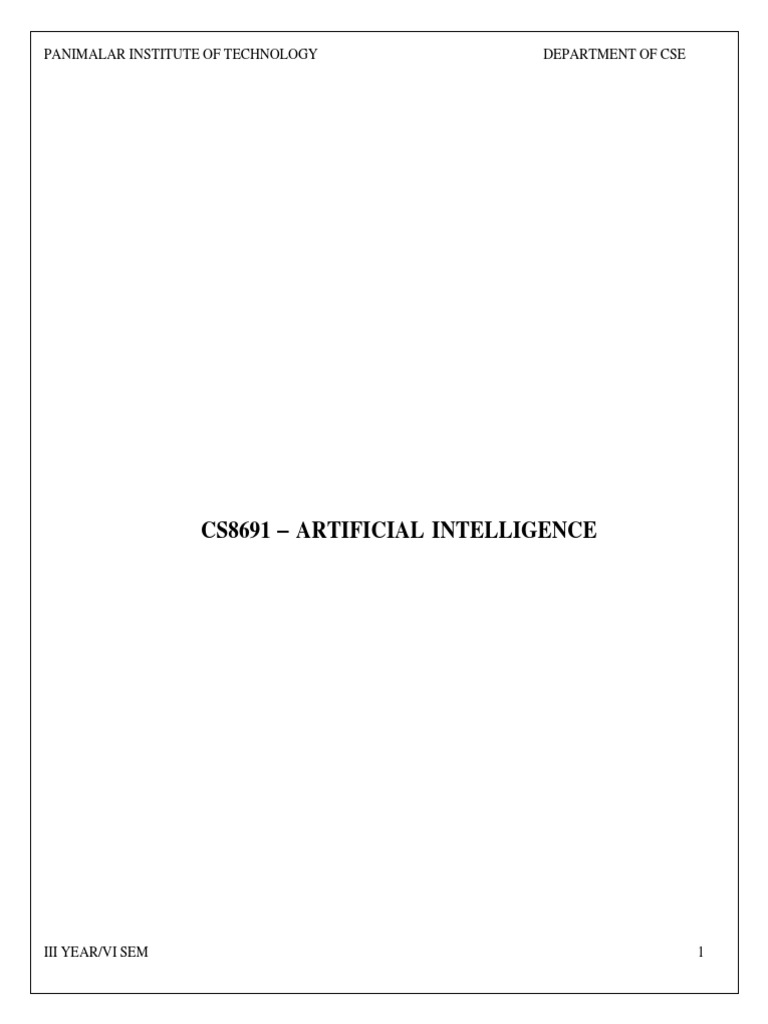 CS8691 Artificial Intelligence | PDF