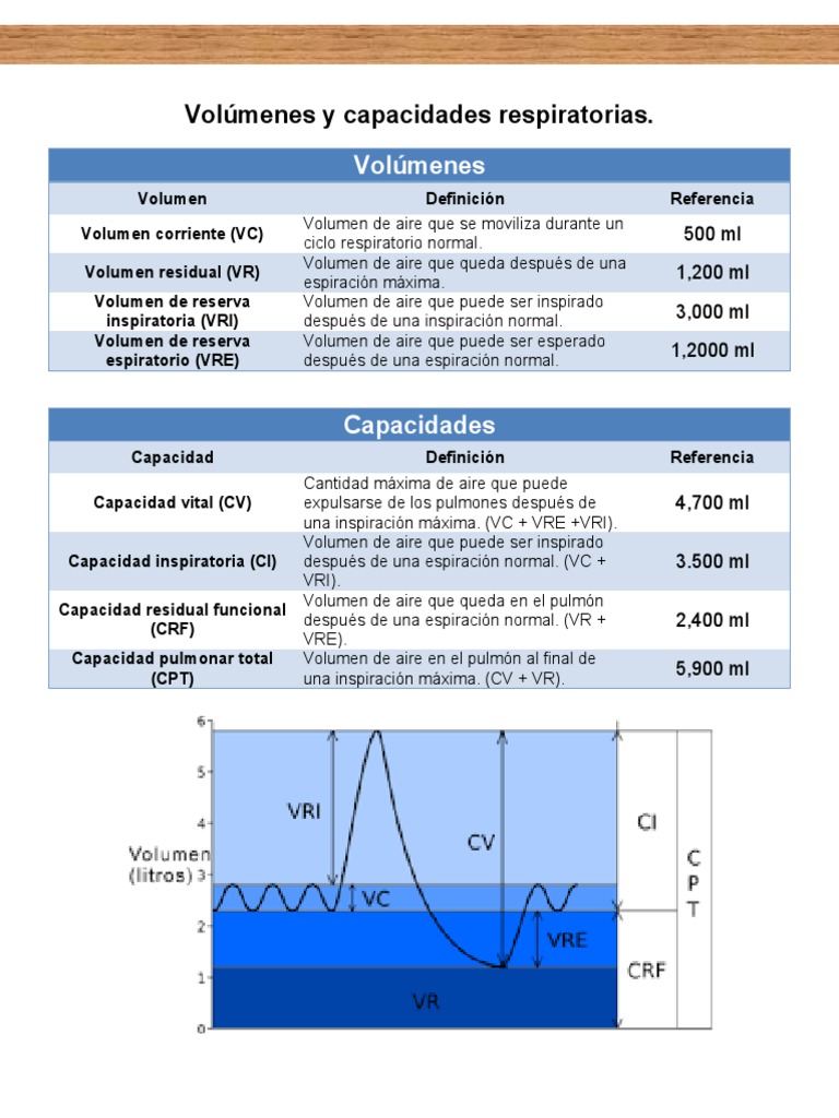 Volúmenes y Capacidades Respiratorias | PDF | Neumología | Sistema ...