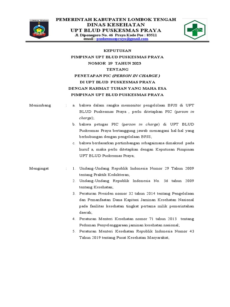 SK Pic Bpjs Puskesmas | PDF