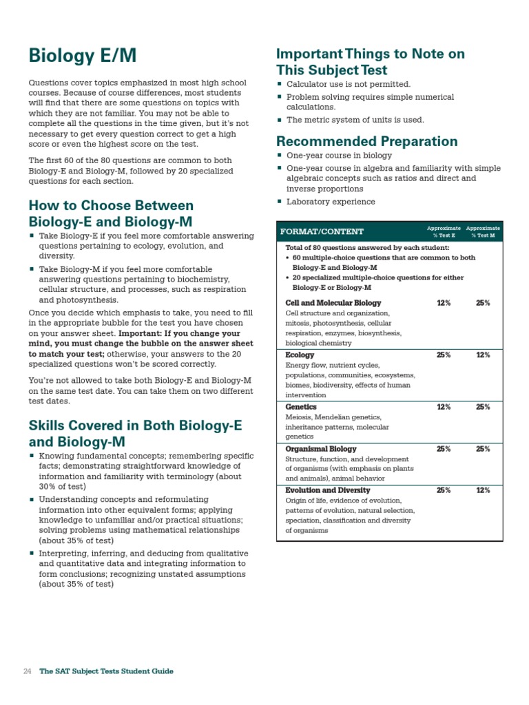 SAT Biologytest | PDF | Cell (Biology) | Prokaryote