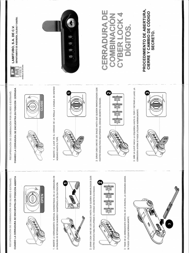 Cerradura de Combinacion Cyberlock 4 Digitos | PDF