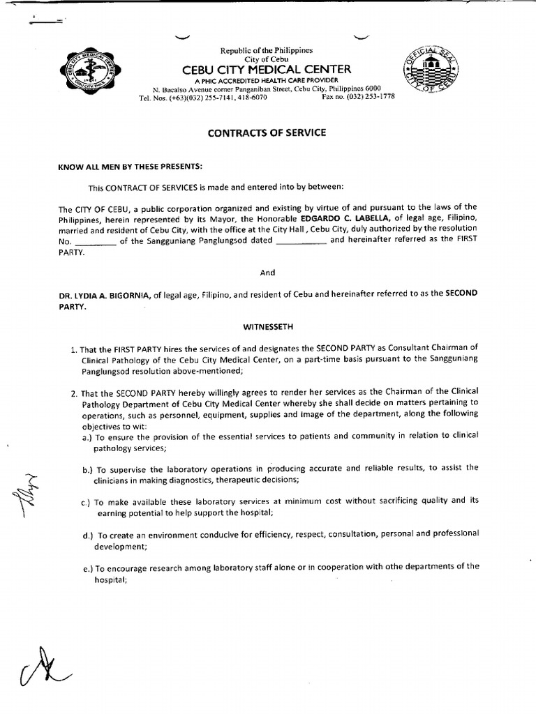 Clinical Pathology CONTRACT OF SERVICE | PDF