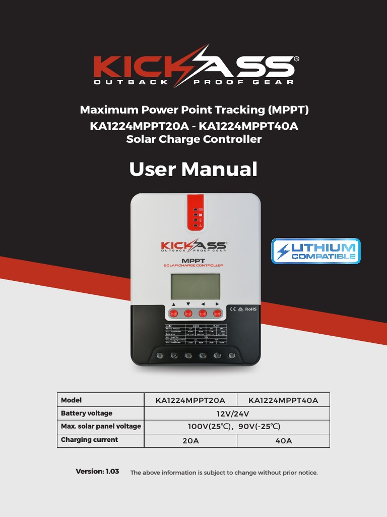 Ka1224mppt20a Ka1224mppt40a MPPT Solar Charge Controller User Manual ...