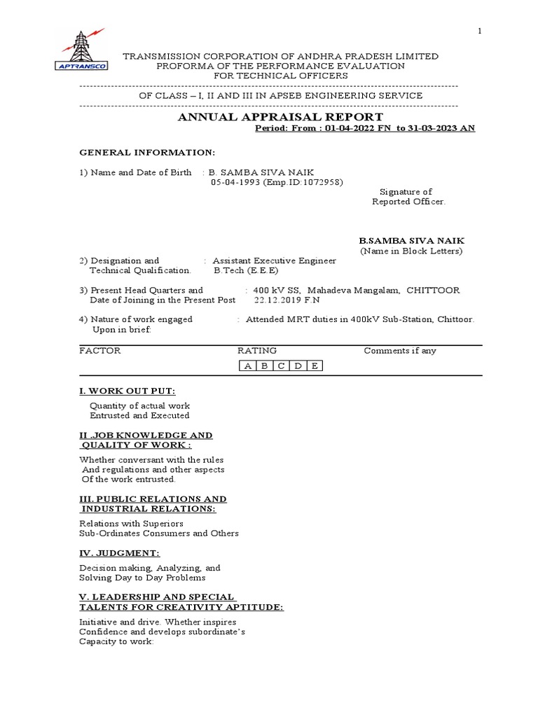 AARs 2022-23 AEE MRT 400kV CTR | PDF