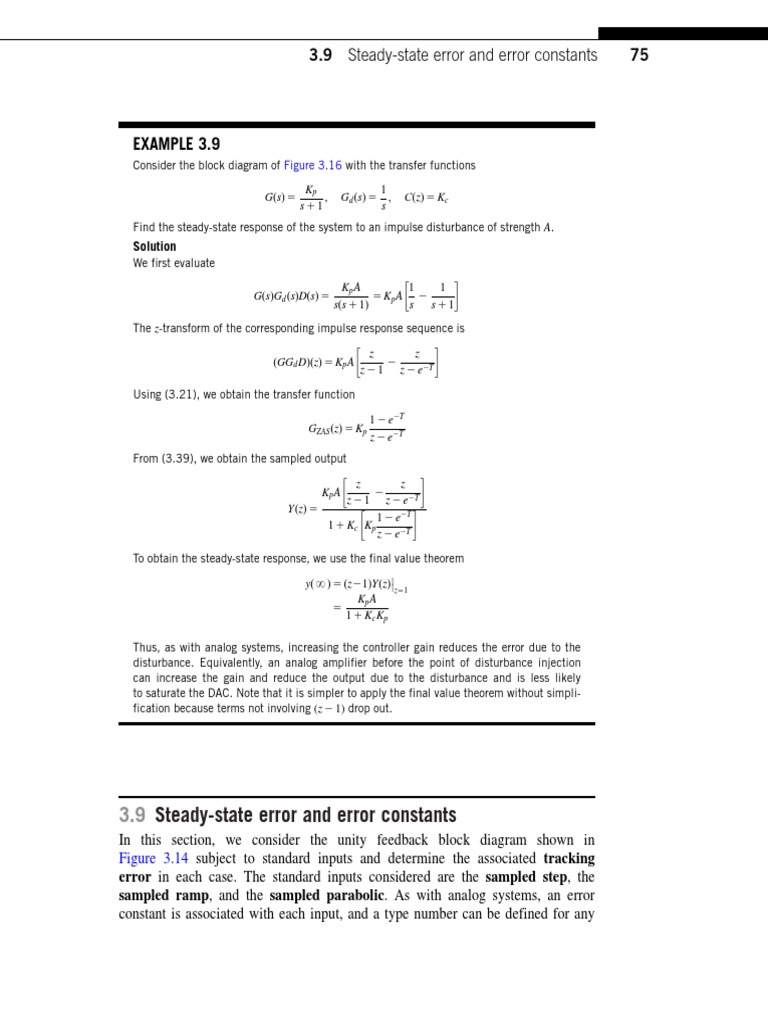 Fadali-Steady-state Error and Error Constants | PDF | Control Theory | Numbers