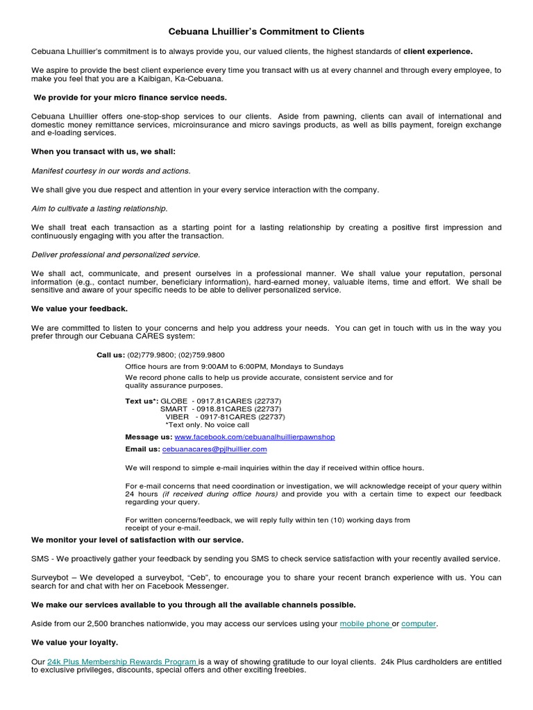 CX Charter Our Commitment To Clients | PDF | Communication | Business