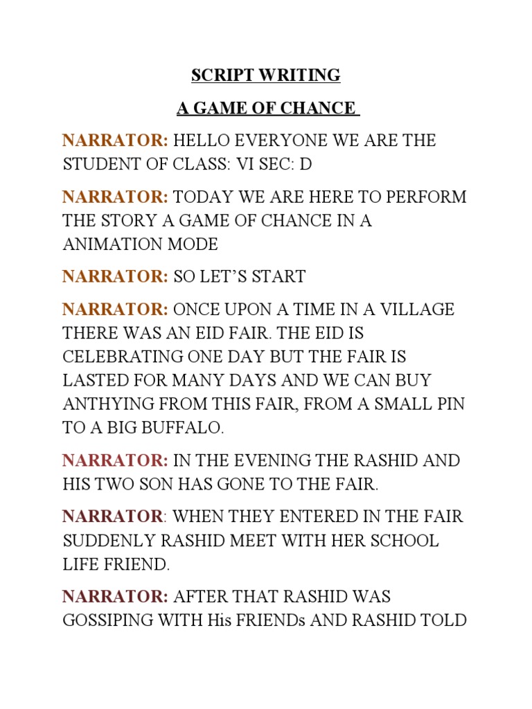 Script Writing (A Game of Chance) | PDF