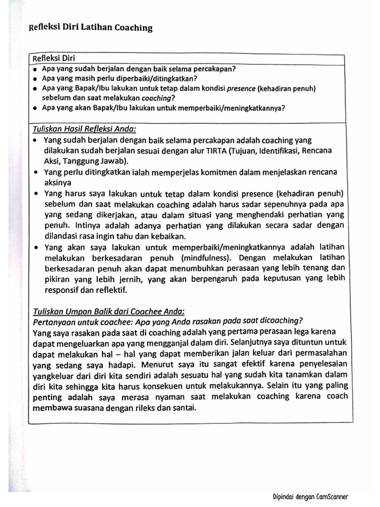 Refleksi Diri Latihan Coaching | PDF