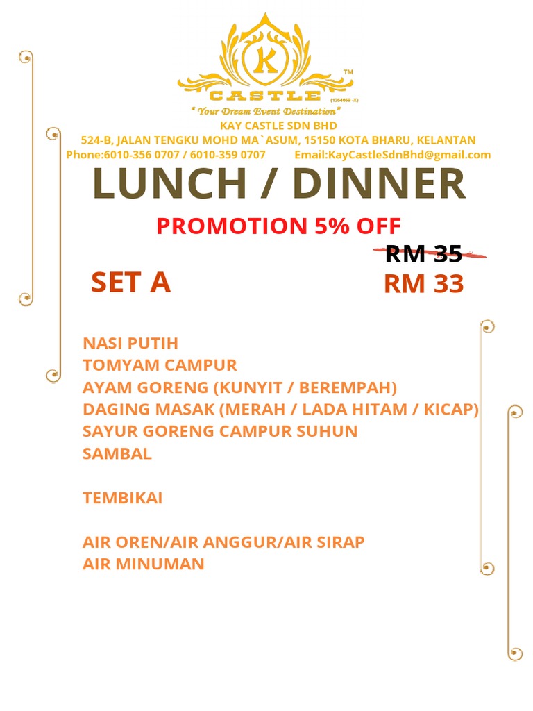 NEW Menu Dinner N Lunch Promotion | PDF