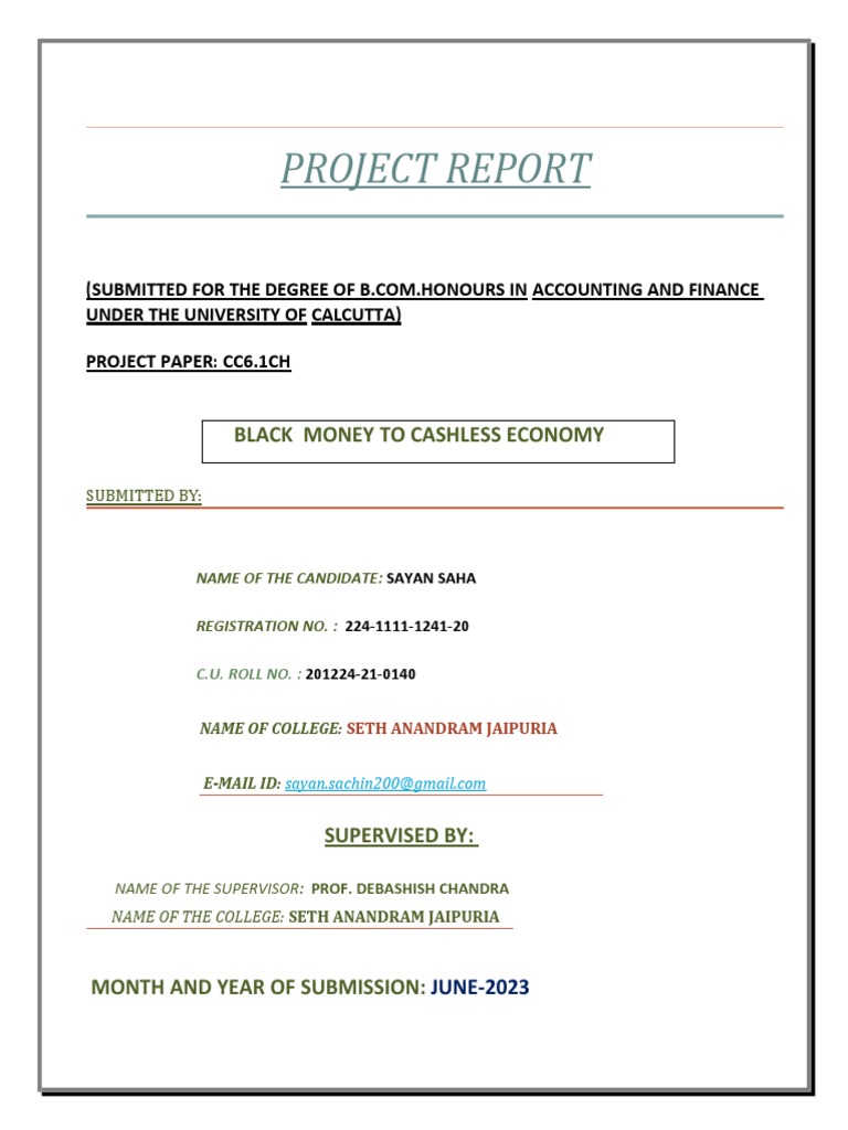 Project Report BIKASH SHAW | PDF | Indian Black Money | Money
