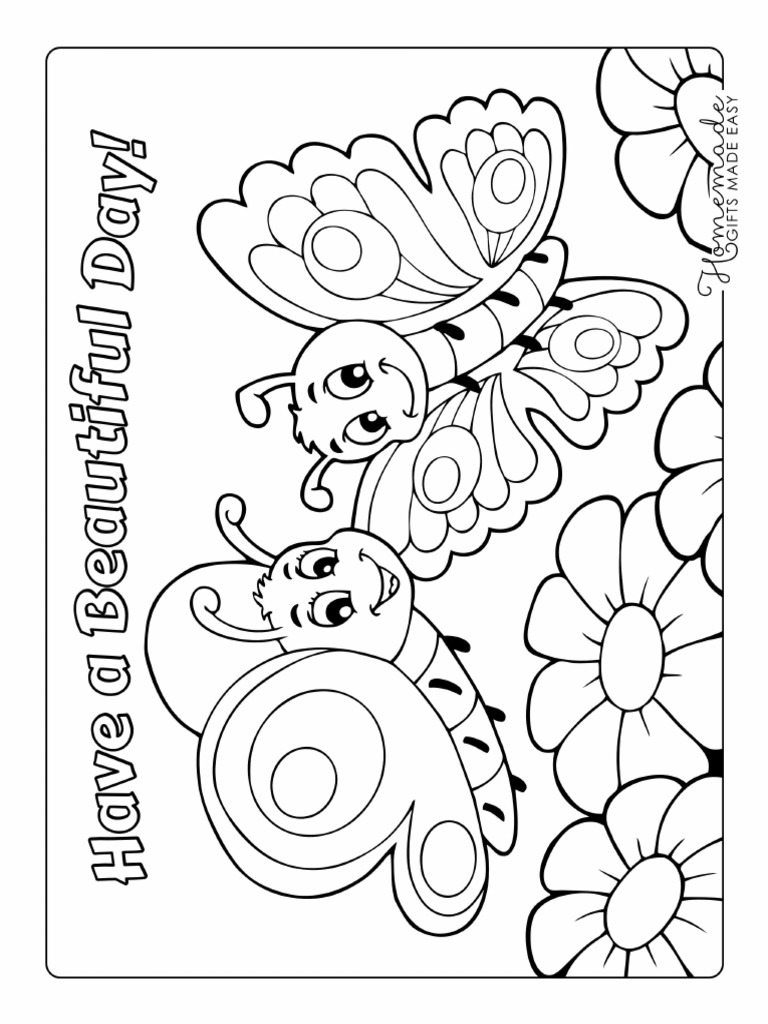 Butterfly Coloring Pages Cute Cartoon Butterflies Flowers | PDF