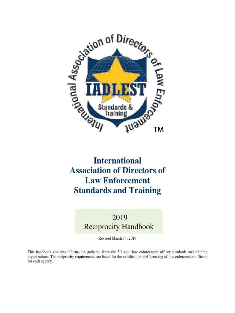 2019 Reciprocity Handbook 3-14-19 | PDF | Police | Criminal Justice