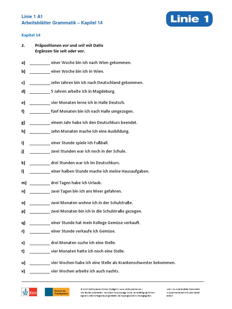 Präpositionen Vor - Seit | PDF