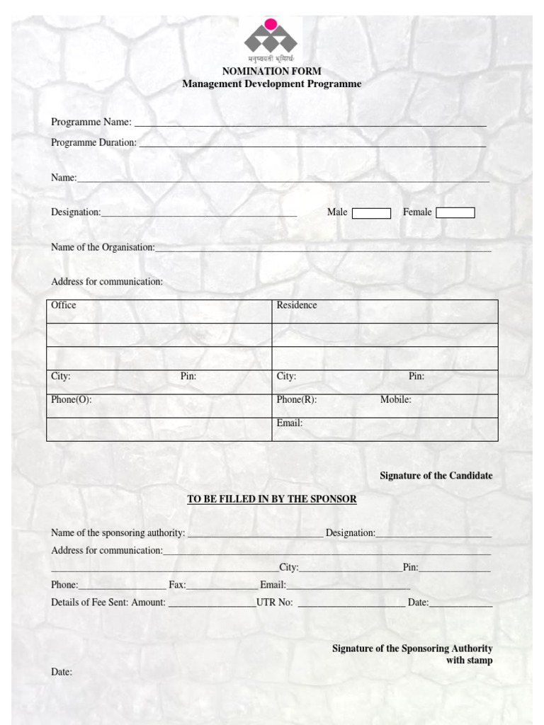 MDP Nomination Form | PDF | Financial Services | Money