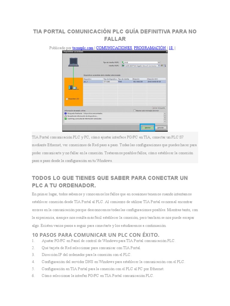 Tia Portal Comunicación PLC Guía Definitiva para No Fallar | PDF ...