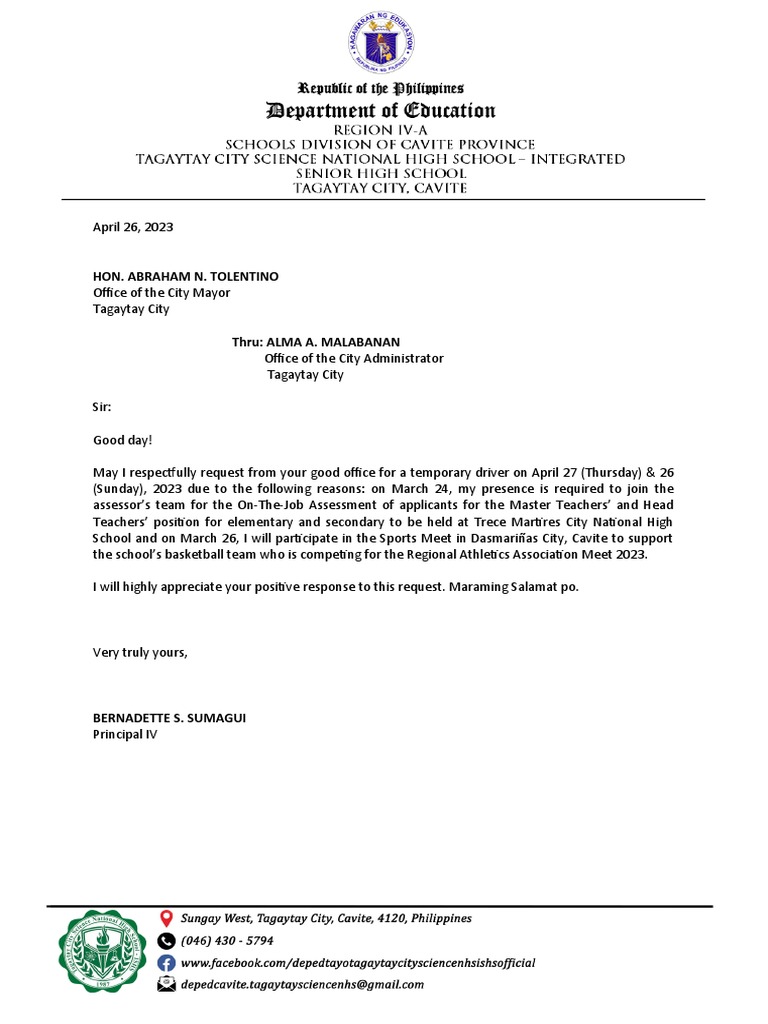 Request Letter Driver | PDF