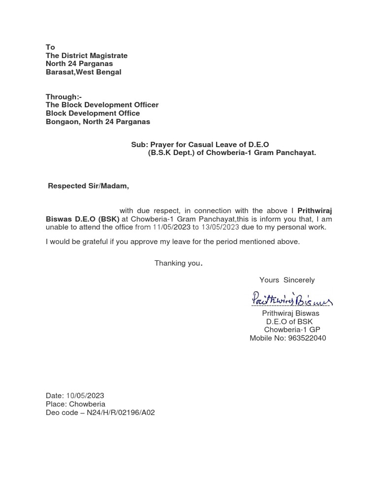 Leave Application | PDF