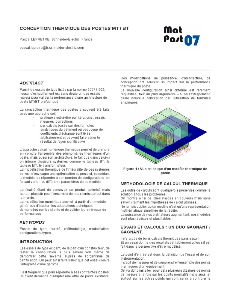 Optimisation Thermique des Postes MT/BT | PDF | Transfert thermique ...