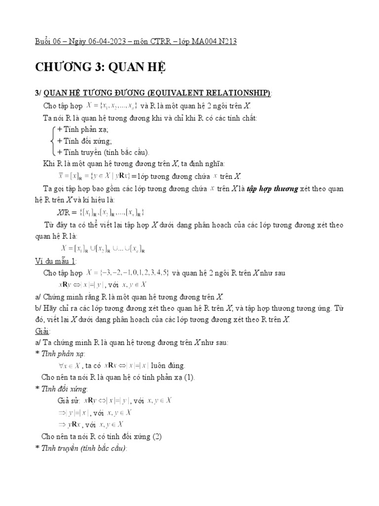 Buoi 06 - Ngay 06-04-2023 - Mon Cau Truc Roi Rac - MA004.N213 | PDF