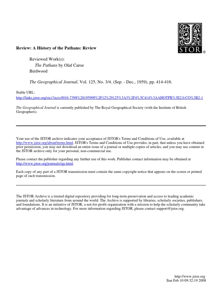 Review A History of The Pathans Review R | PDF | Afghanistan