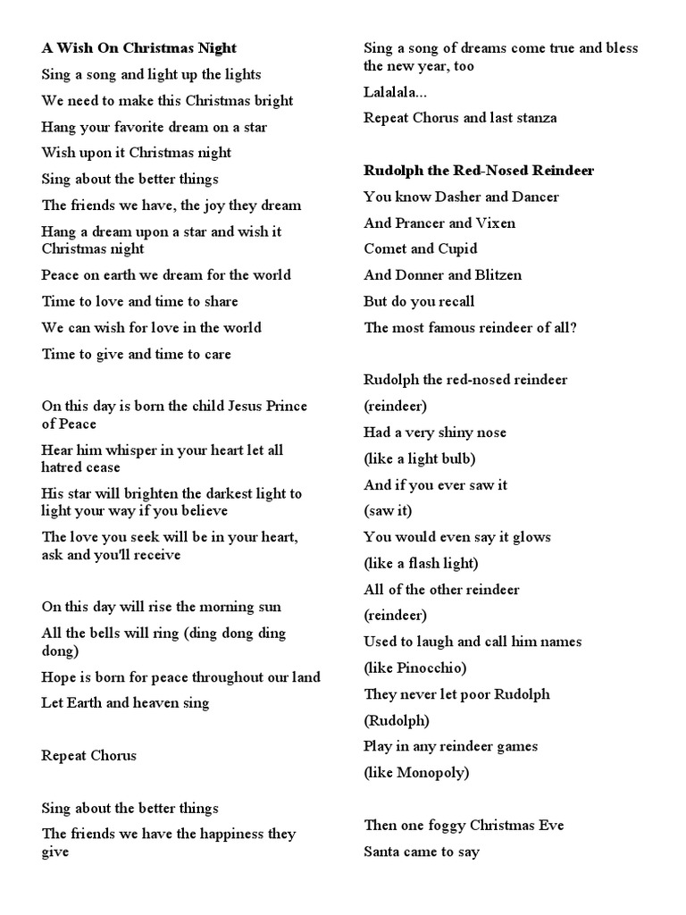 Christmas Songs | PDF | Santa Claus's Reindeer | Christmas