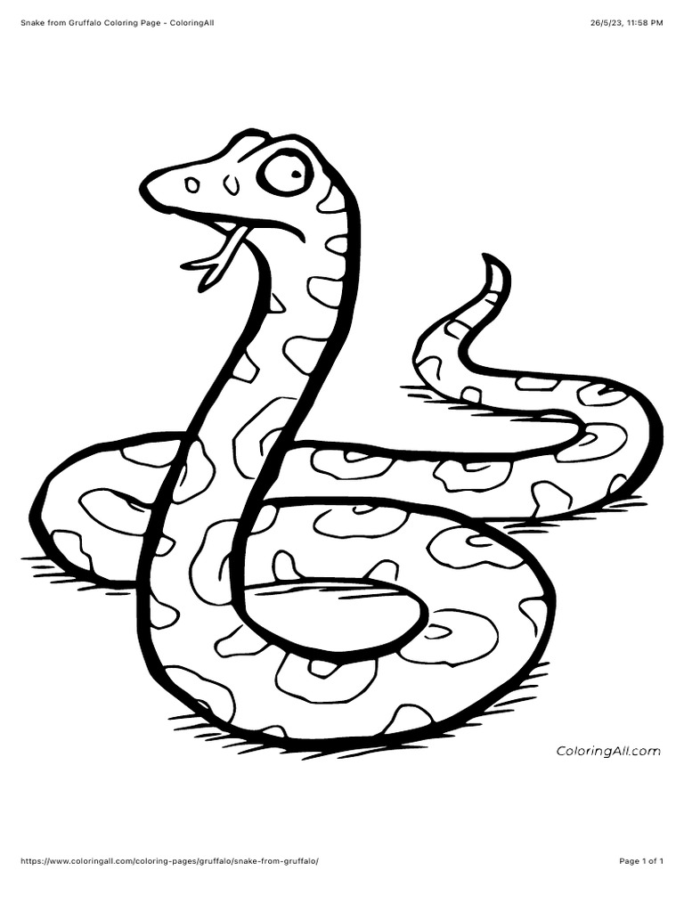 Snake From Gruffalo Coloring Page - ColoringAll | PDF