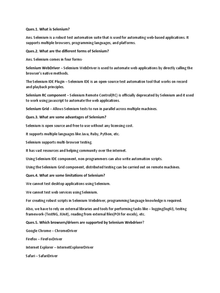 Selenium Pdf Selenium Software X Path