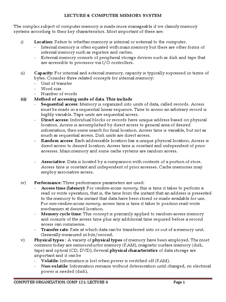 Lec4 - Computer Memories | PDF