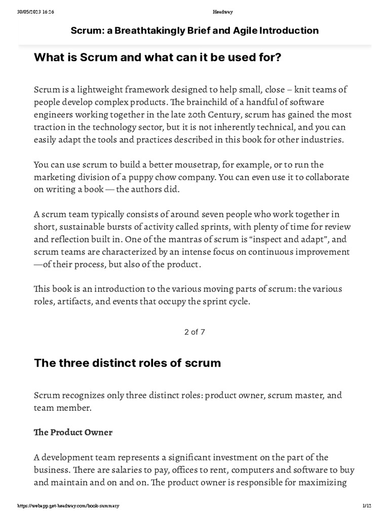 Scrum - A Breathtakingly Brief and Agile Introduction Chris Sims, Hillary Louise Johnson | PDF ...