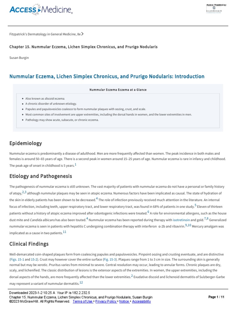 Chapter 15. Nummular Eczema, Lichen Simplex Chronicus, and Prurigo ...