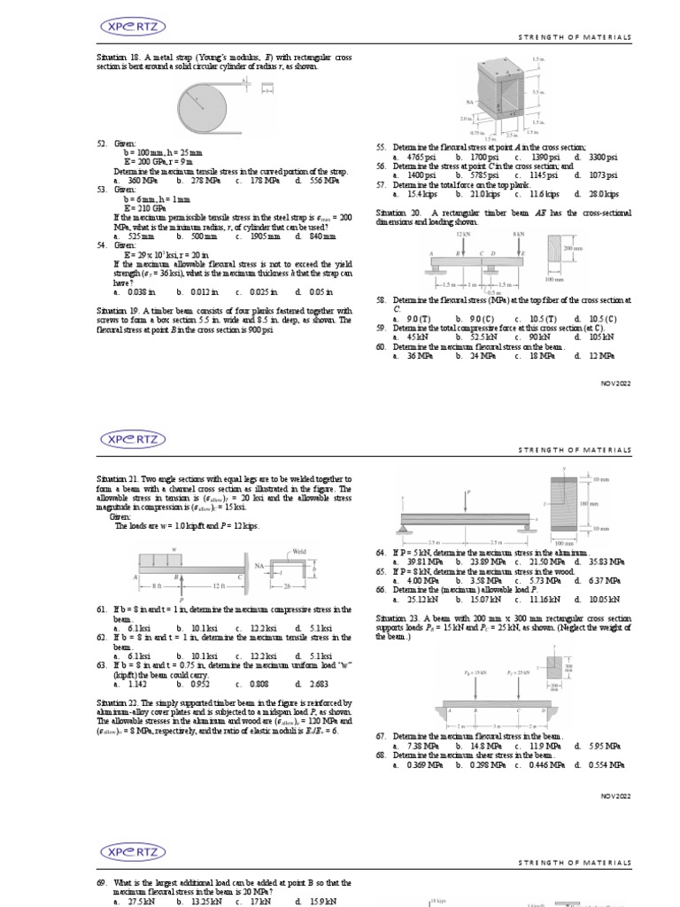 Practice Problems - Strema Part 3 | PDF | Strength Of Materials | Beam (Structure)