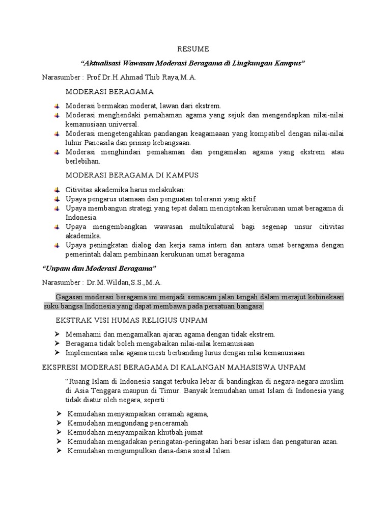 Resume Seminar Moderasi Beragama | PDF | Ilmu Sosial | Sains & Matematika