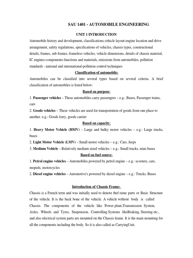 Automobile Engg Notes | PDF