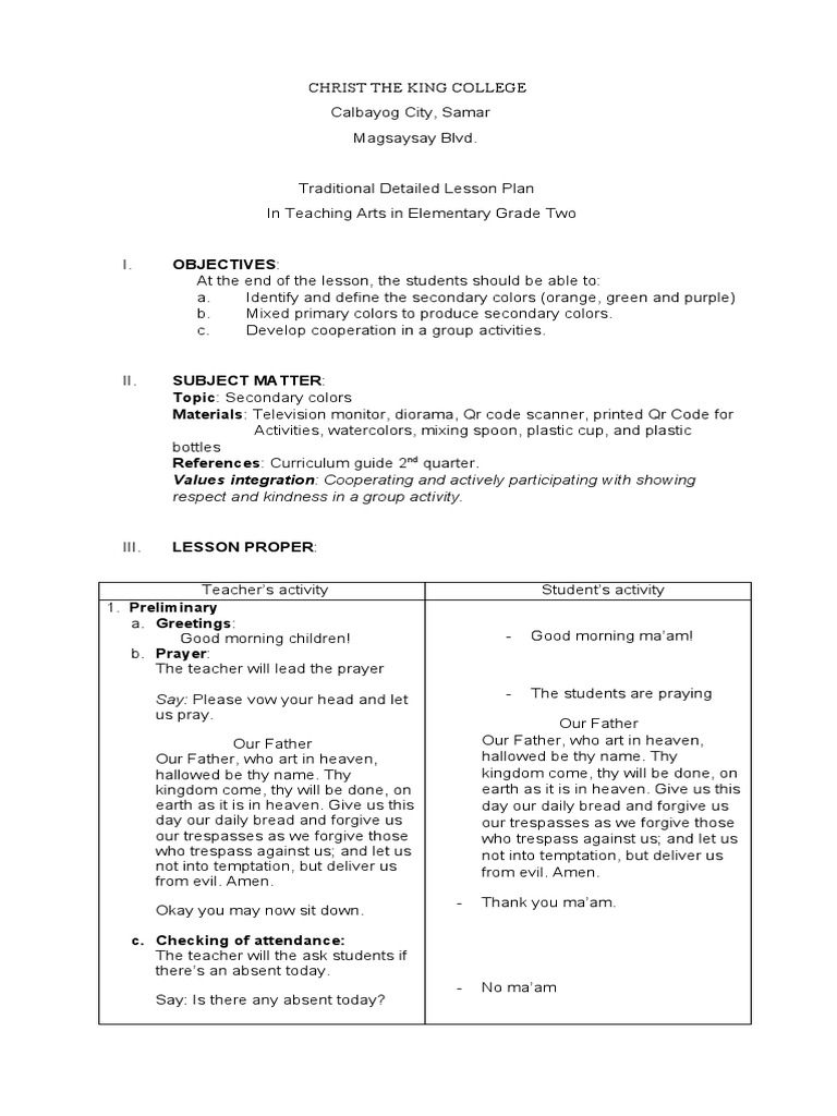 Detailed Lesson Plan in Technology | PDF | Lord's Prayer | Teachers