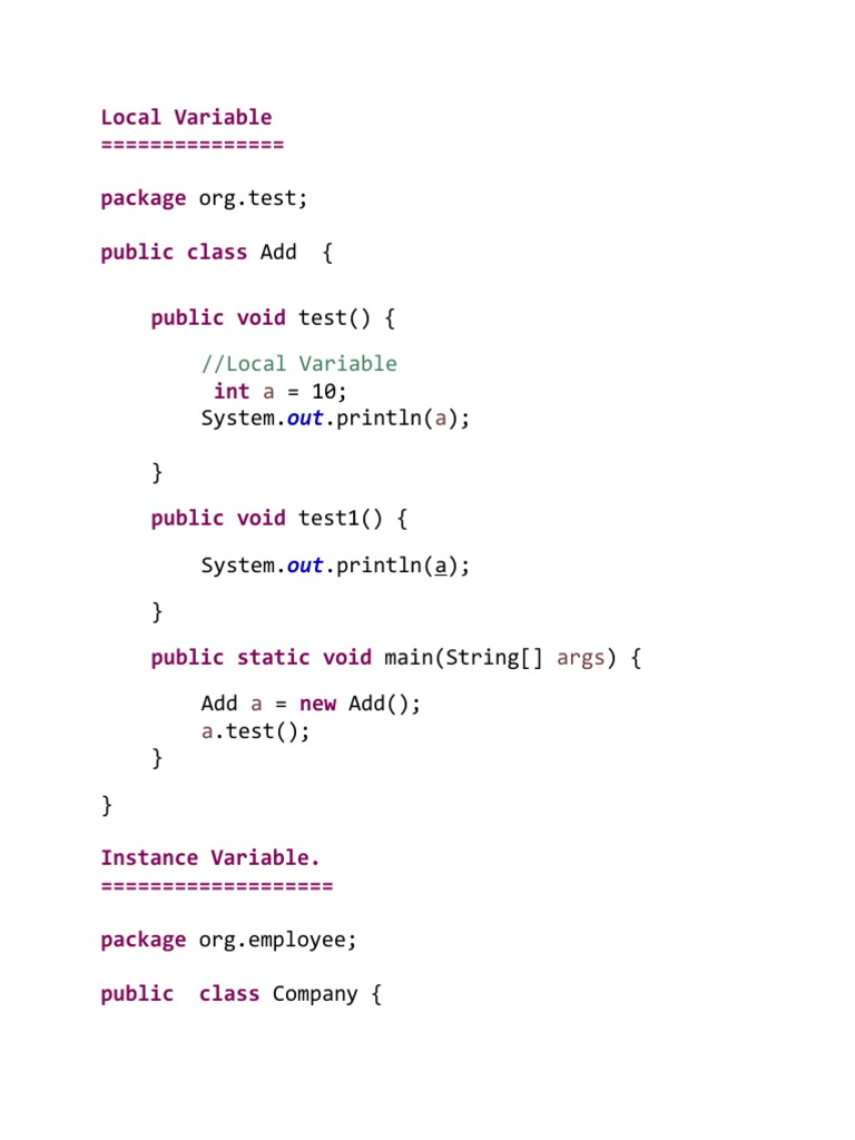 Instance Variable | PDF
