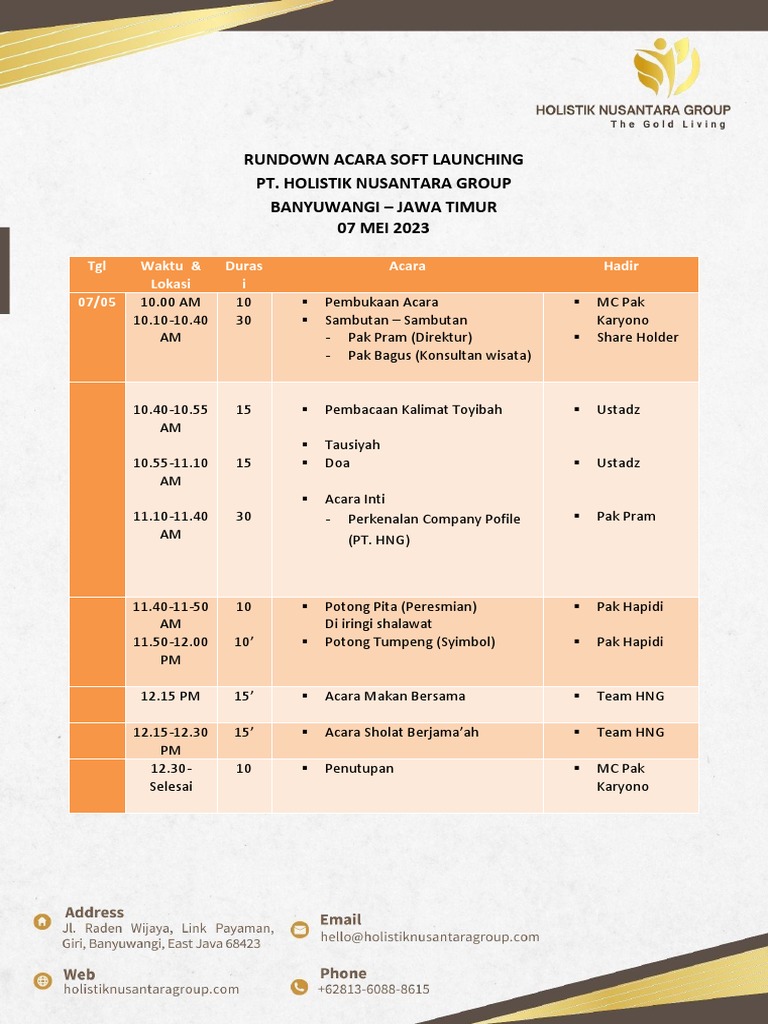 Rundown Acara | PDF Rundown Acara | PDF