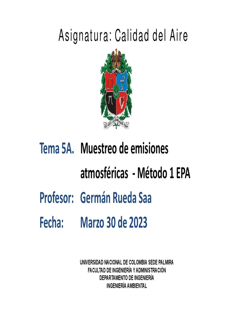 Tema 5A CA2023-01 Método 1 EPA | PDF | Chimenea