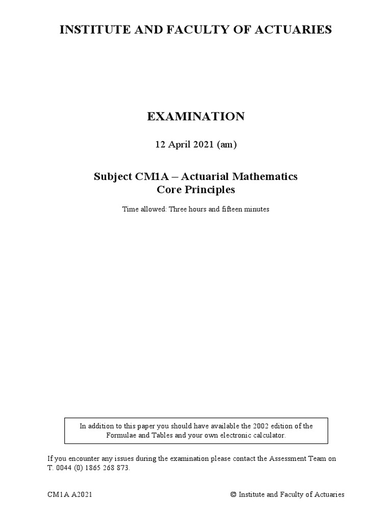 Cm1a 121 Exam | PDF | Life Insurance | Interest