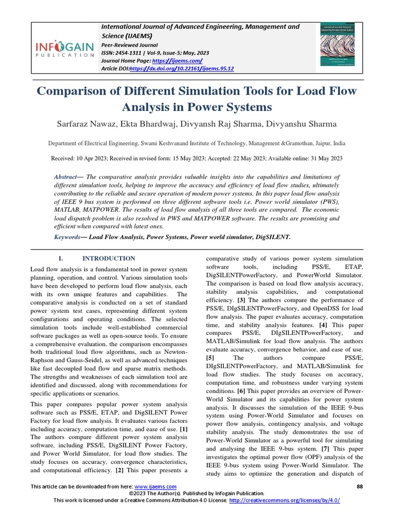 Comparison of Different Simulation Tools For Load Flow Analysis in ...