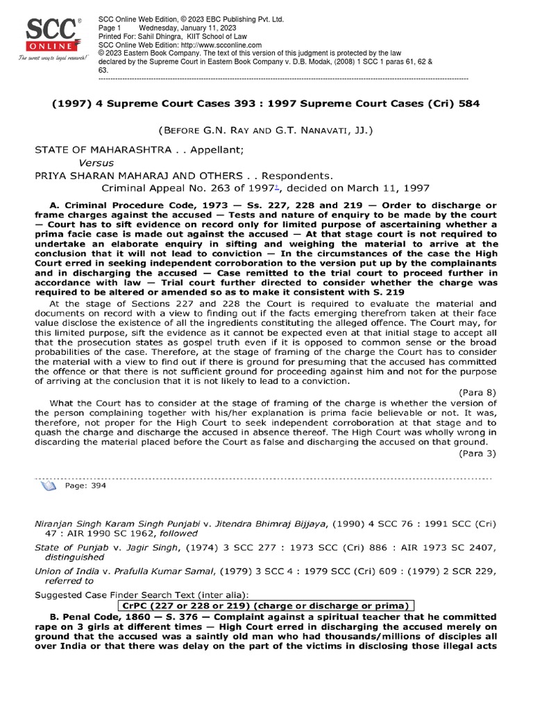 State of Maharashtra v. Priya Sharan Mah ..., (1997) 4 SCC 393 | PDF ...