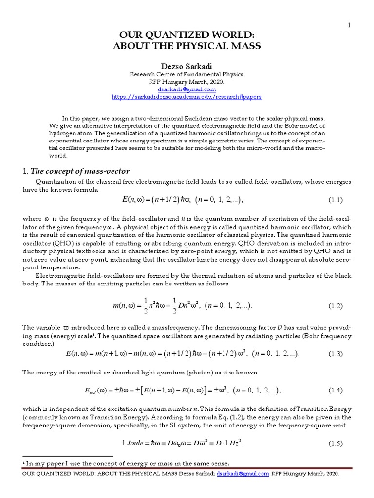 Our Quantized World: About The Physical Mass | PDF | Fundamental ...