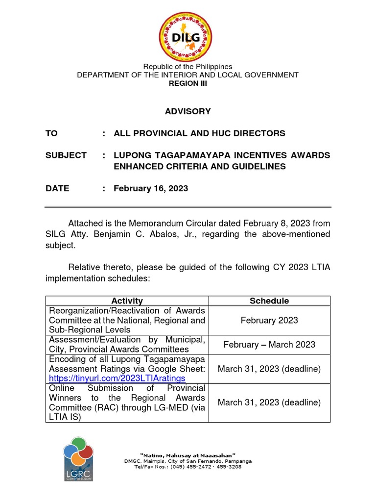 Advisory - Ltia Enhanced Criteria and Guidelines | PDF