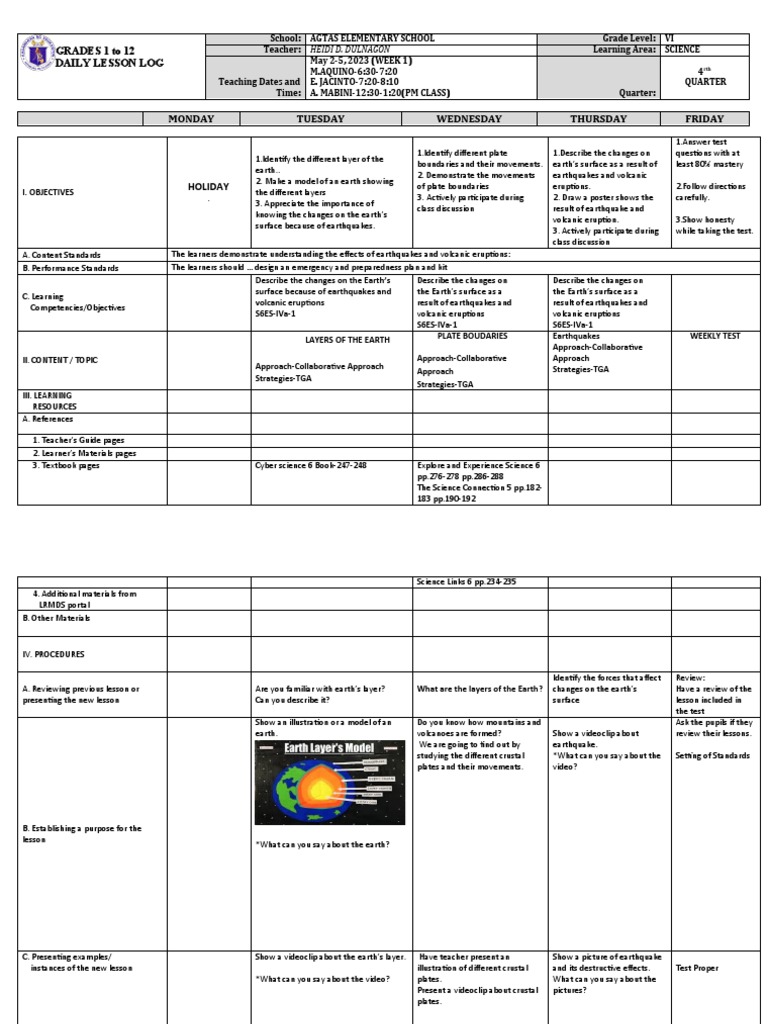 DLL SCIENCE - Q4 Week 1 | PDF