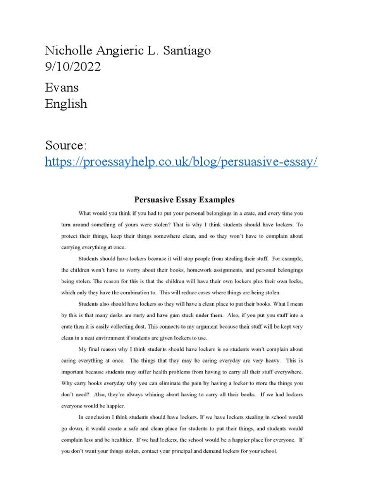 Persuasive Essay Example (English) | PDF | Social Science