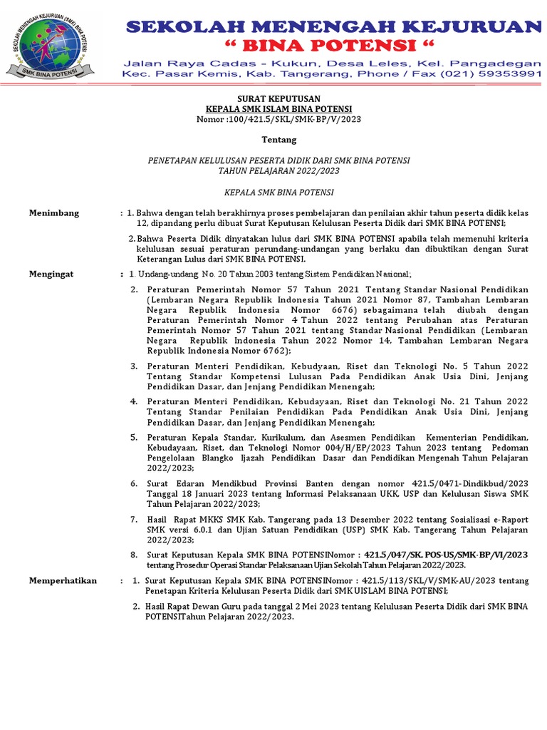 SK Kelulusan 2023 | PDF