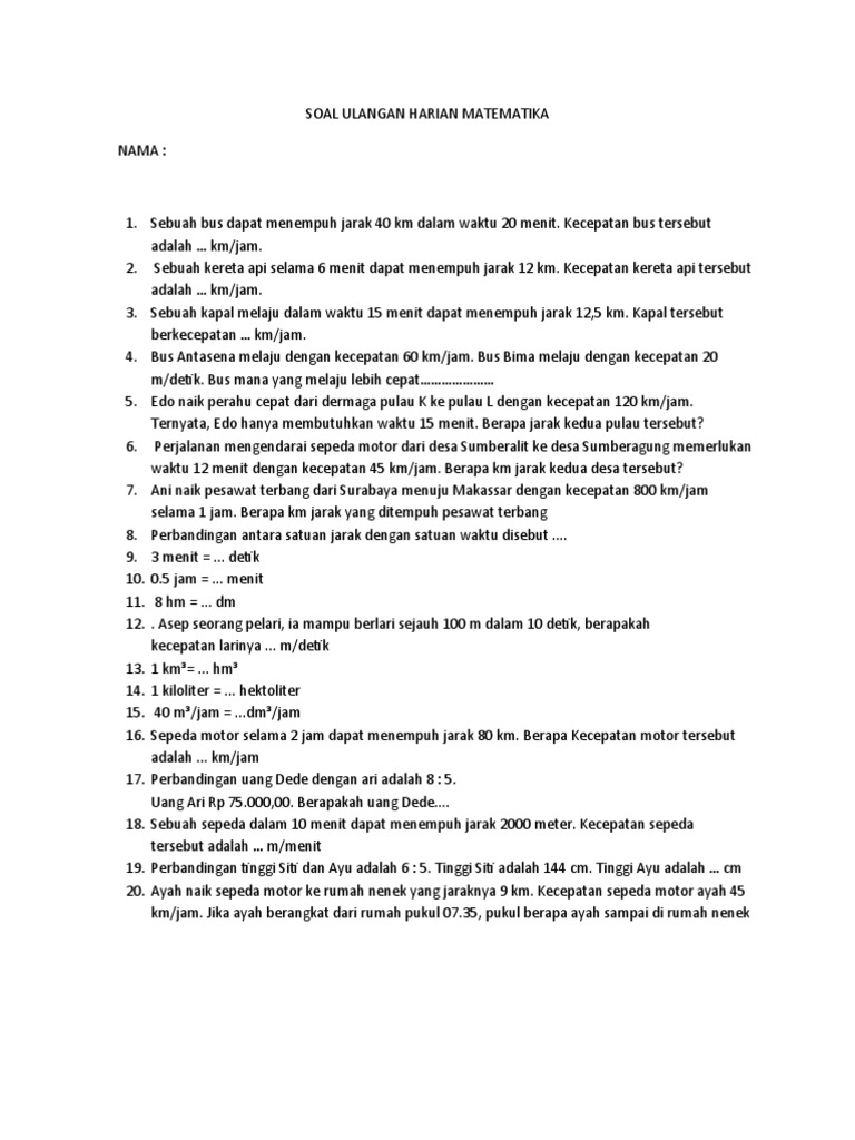 Soal MTK Besok Rabu | PDF