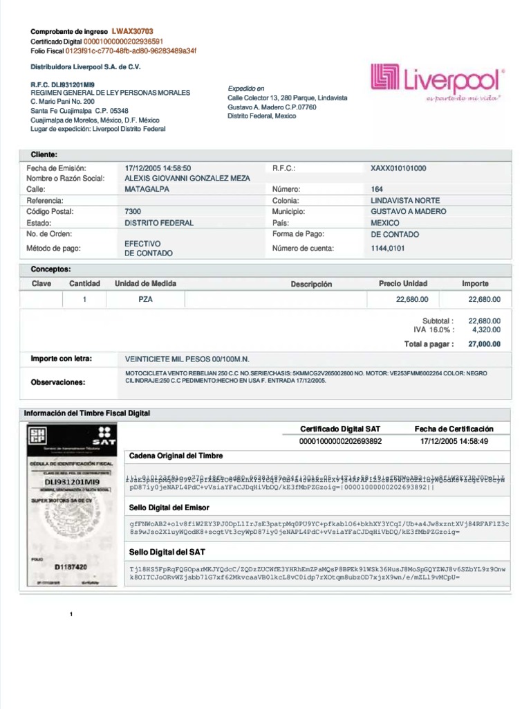 PDF Factura Liverpool - Compress | PDF