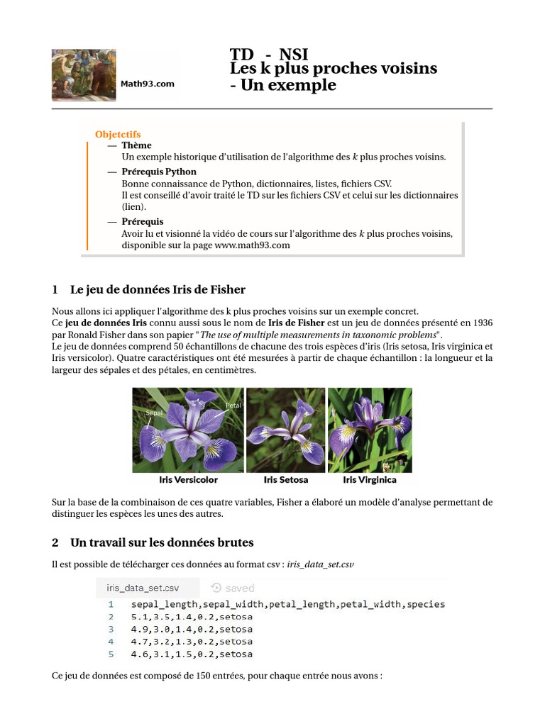 NSI K Plus Proches Voisins Exercice | PDF