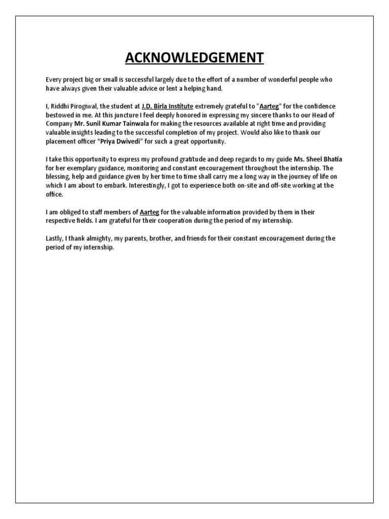 Acknowledgement | PDF